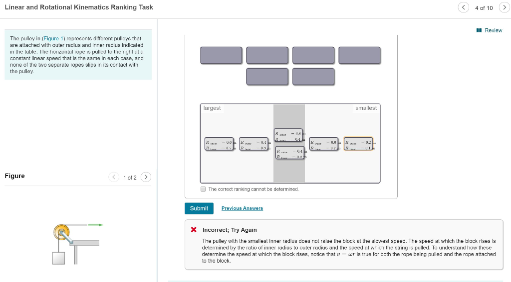 Linear and Rotational Kinematics Ranking Task 4 of 10 | Chegg.com