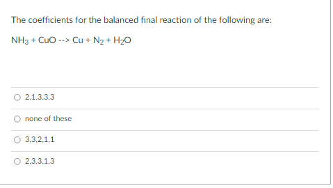 Solved The coefficients for the balanced final reaction of | Chegg.com