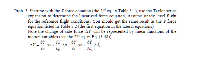 Solved Prob. 3. Starting with the Y force equation (the 2nd | Chegg.com