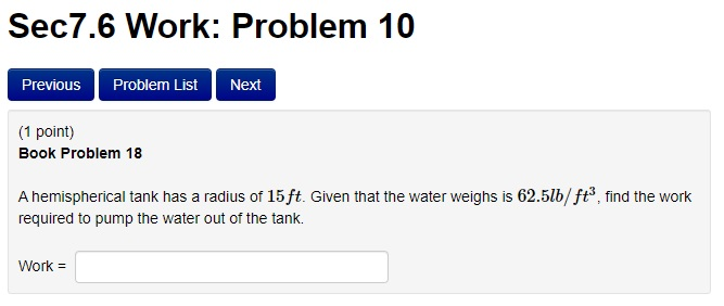 Solved Sec7.6 Work: Problem 10 Previous Problem List Next (1 | Chegg.com