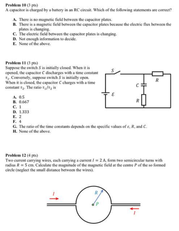 Solved Problem 10 (3 pts) A capacitor is charged by a | Chegg.com