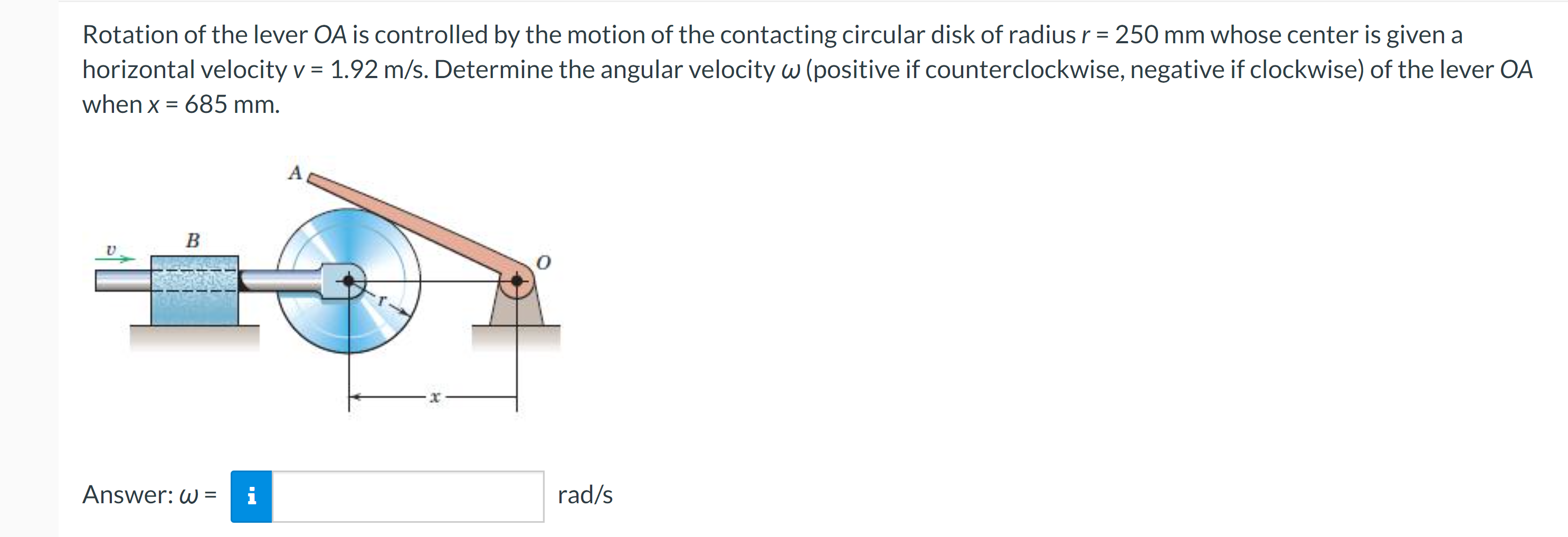 Solved Rotation of the lever OA is controlled by the motion | Chegg.com