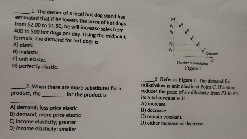Solved 1. The owner of a local hot dog stand has $4 | Chegg.com