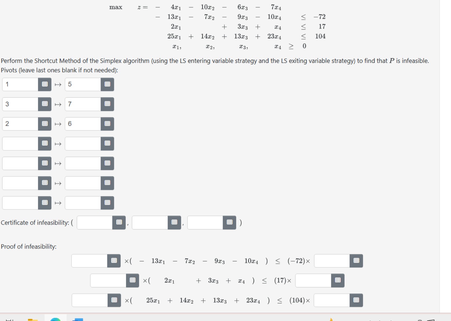 Solved Perform the Shortcut Method of the Simplex algorithm | Chegg.com