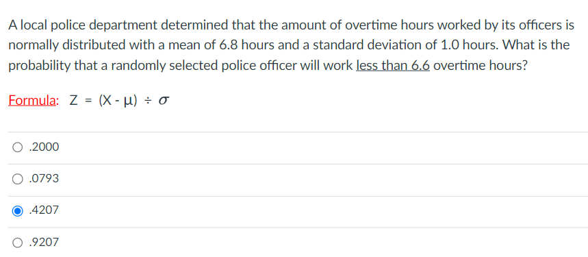 Solved A local police department determined that the amount | Chegg.com