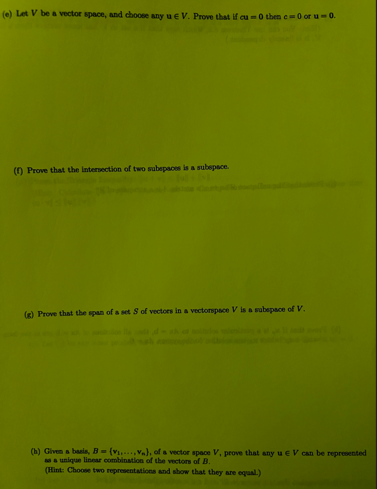 Solved 13 0 Points A Let V Be A Vector Space Prove 