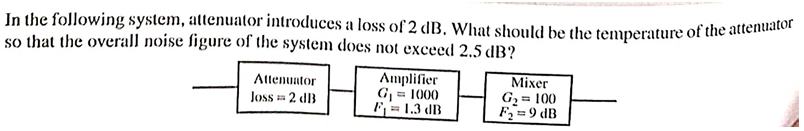 Solved In the following system, attenuator introduces a loss | Chegg.com