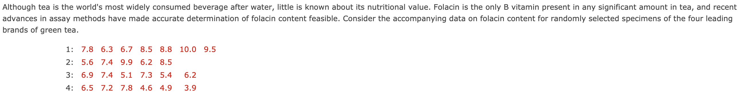 Solved orands of green tea.(c) Perform a multiple | Chegg.com