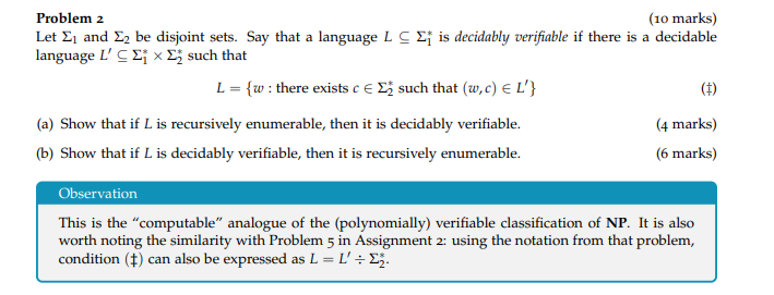 Problem 2 (10 marks) Let 1 and 2 be disjoint sets. | Chegg.com