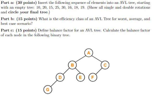 Solved Part a: (30 points) Insert the following sequence of | Chegg.com