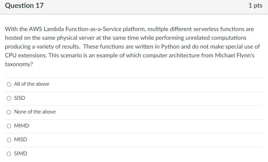 Solved With the AWS Lambda Function-as-a-Service platform, | Chegg.com