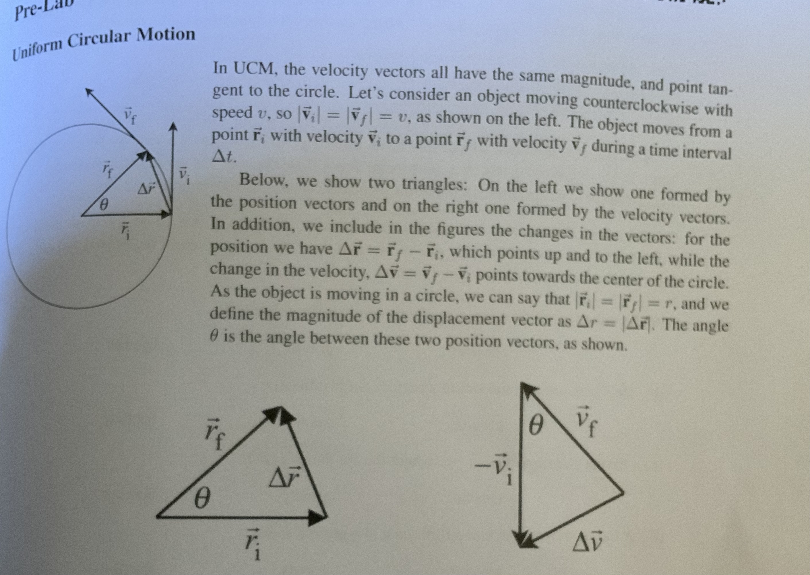 Solved Uniform Circular Motion In UCM, the velocity vectors | Chegg.com