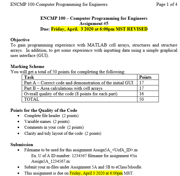 Encmp 100 Computer Programming For Engineers Page 1 