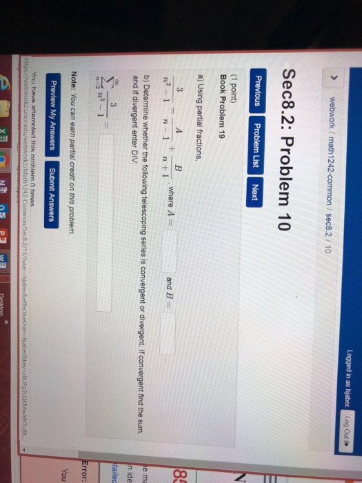Solved Logged in as hjaber Log Out webwork / math | Chegg.com
