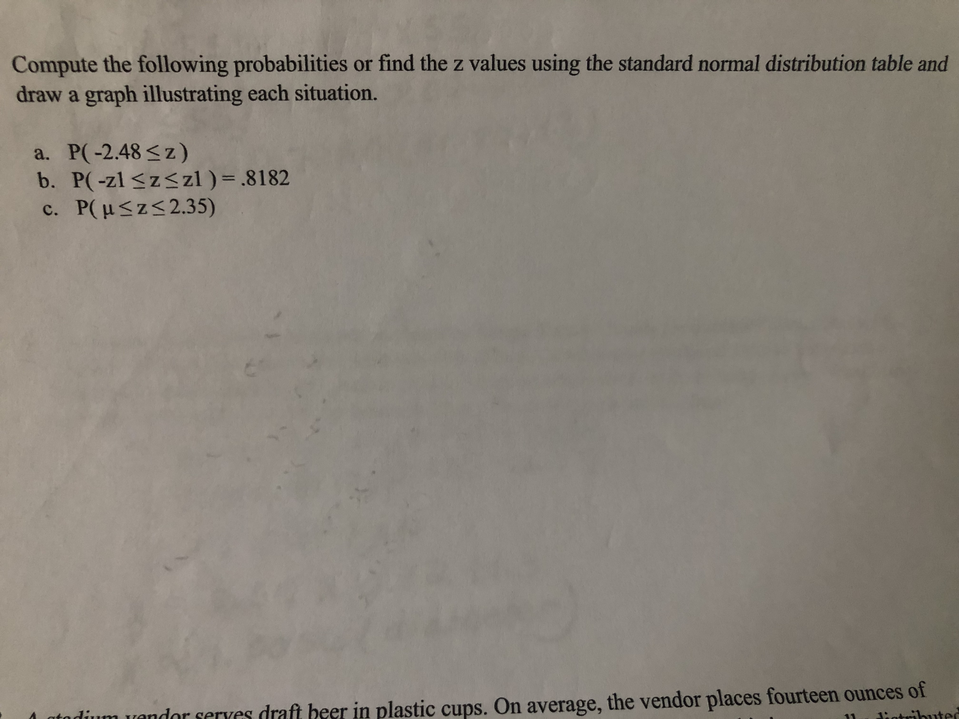 Solved Compute the following probabilities or find the z | Chegg.com