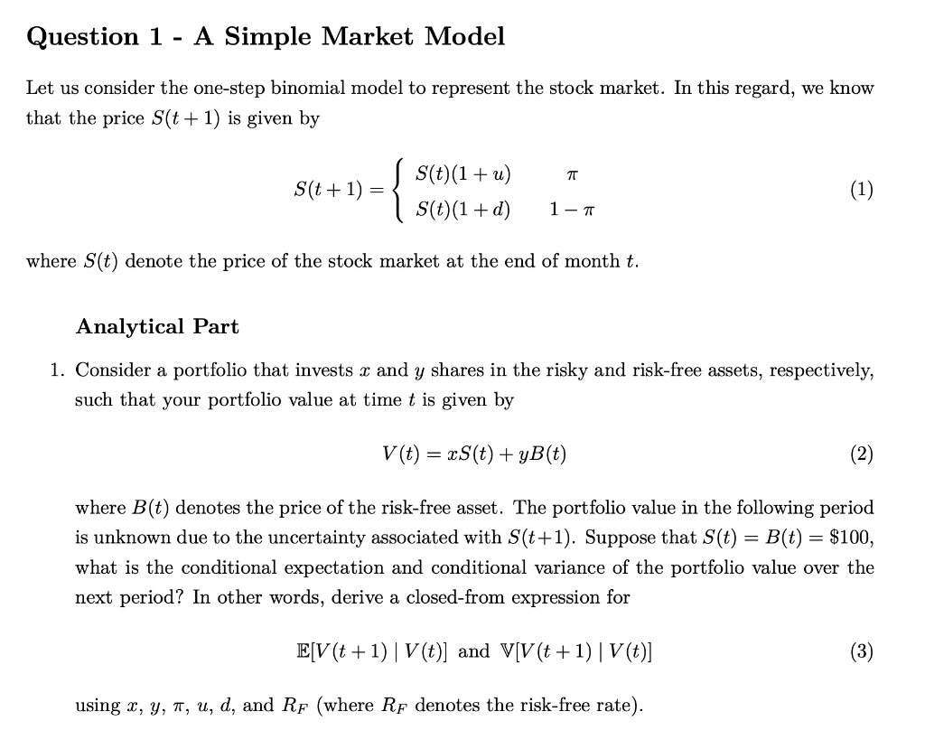 Question 1 - A Simple Market Model - Let us consider | Chegg.com