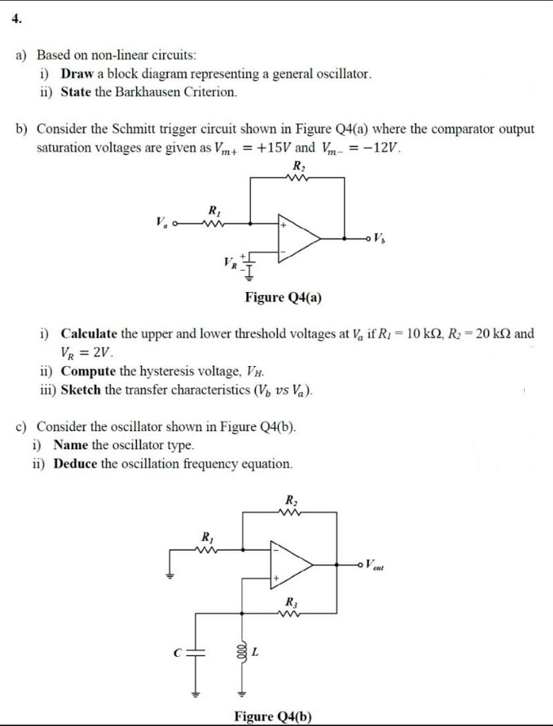 Solved 4. a) Based on non-linear circuits: i) Draw a block | Chegg.com