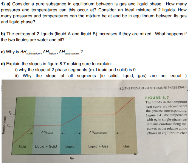 Solved 1) a) Consider a pure substance in equilibrium | Chegg.com