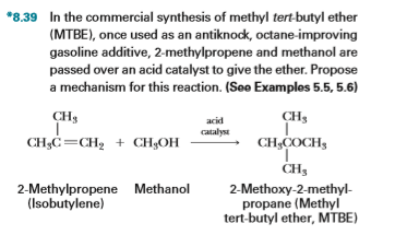 Solved In the commercial synthesis of methyl tert-butyl | Chegg.com