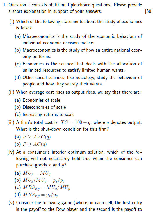 Solved Question 1 ﻿consists of 10 ﻿multiple choice | Chegg.com