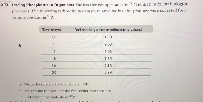 Solved 3.73. Tracing Phosphorus in Organisms Radioactive | Chegg.com