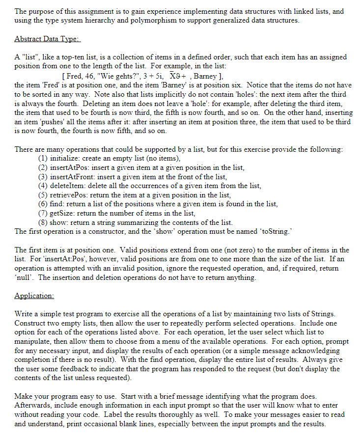 Solved The purpose of this assignment is to gain experience | Chegg.com