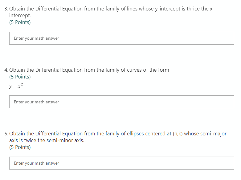 Solved DIFFERENTIAL EQUATION Solve the following problems | Chegg.com