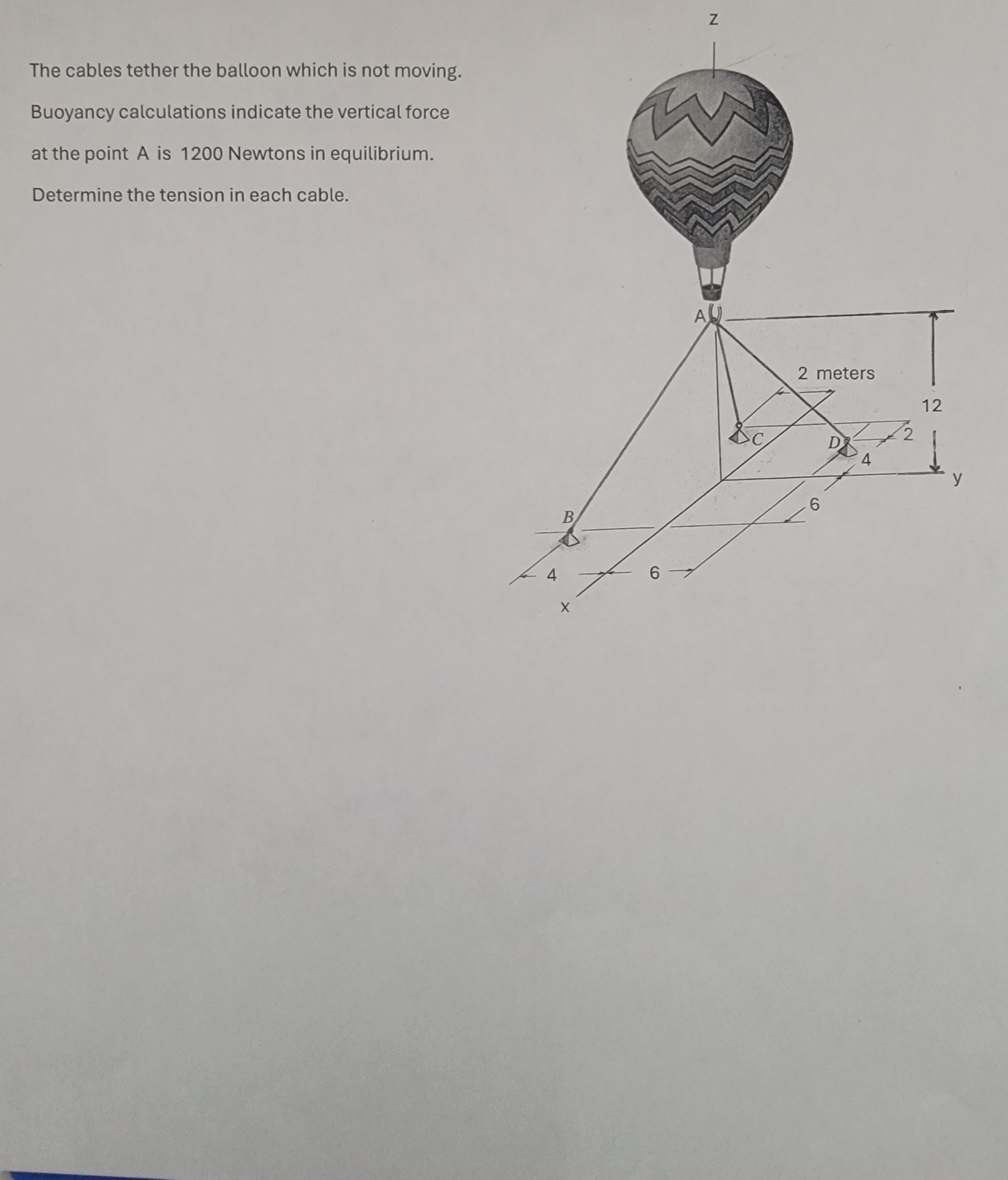 Solved The cables tether the balloon which is not | Chegg.com