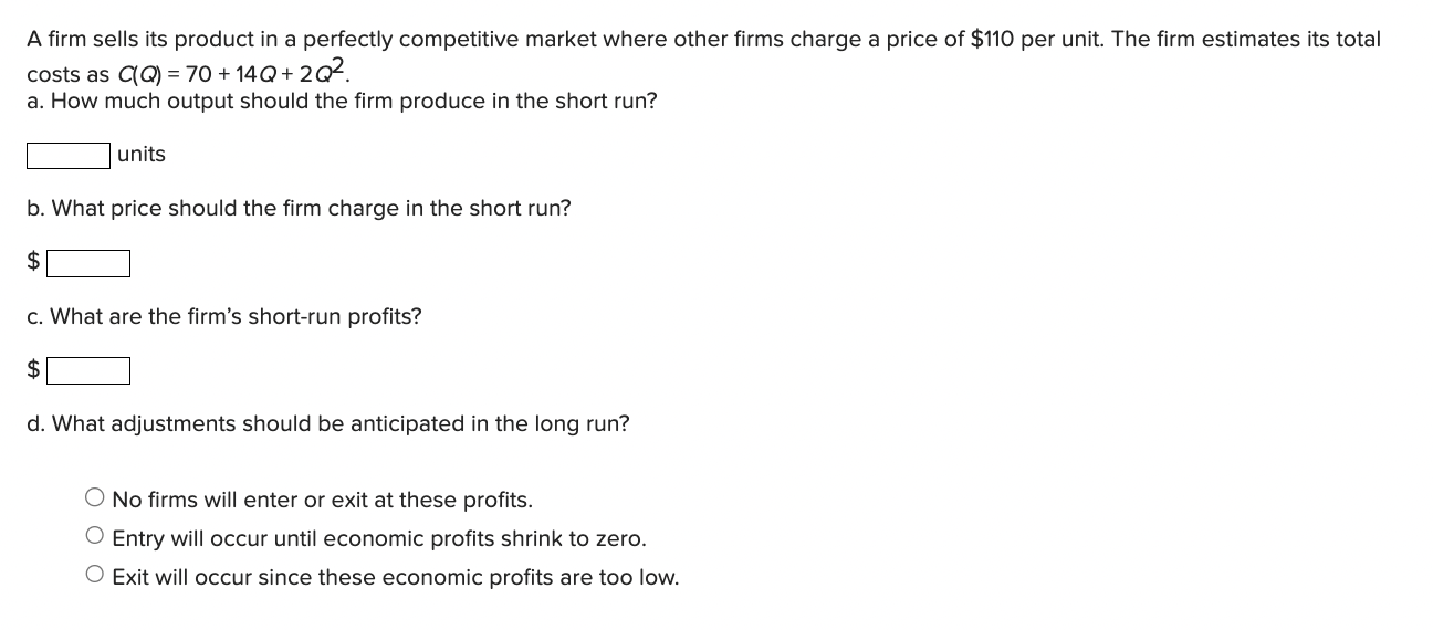 Solved A firm sells its product in a perfectly competitive | Chegg.com