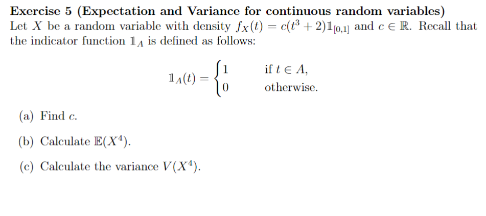 Solved Exercise 5 (Expectation ﻿and Variance for continuous | Chegg.com