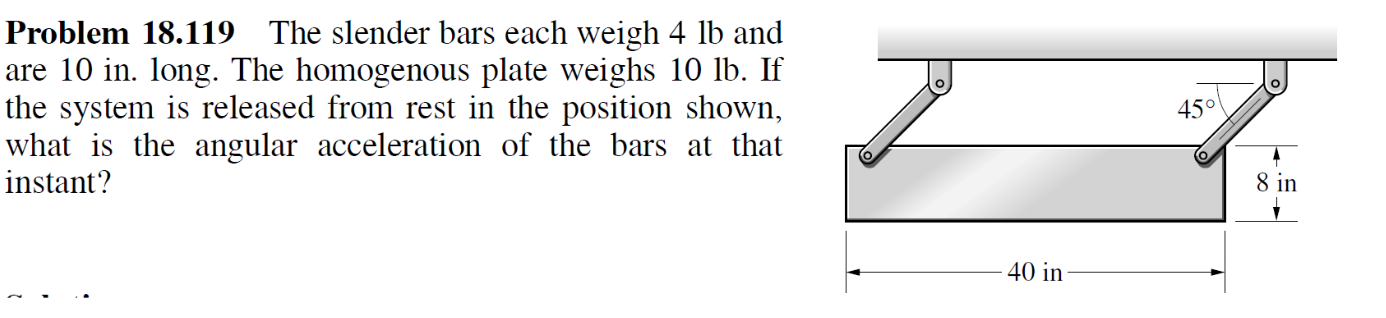 Solved Problem 18.119 ﻿The slender bars each weigh 4 ﻿lb and | Chegg.com