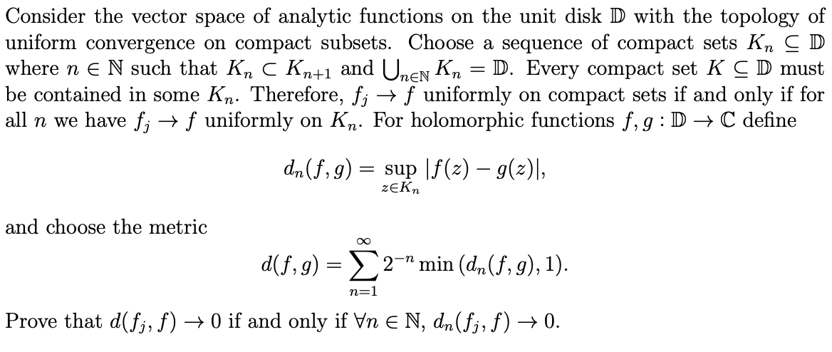 Solved Consider The Vector Space Of Analytic Functions 