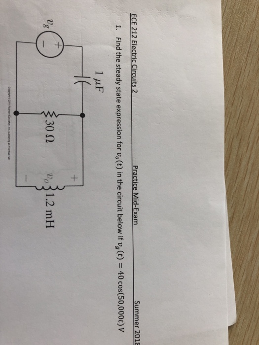 Solved ECE 212 Electric Circuits 2 Practice Mid-Exam ummer | Chegg.com