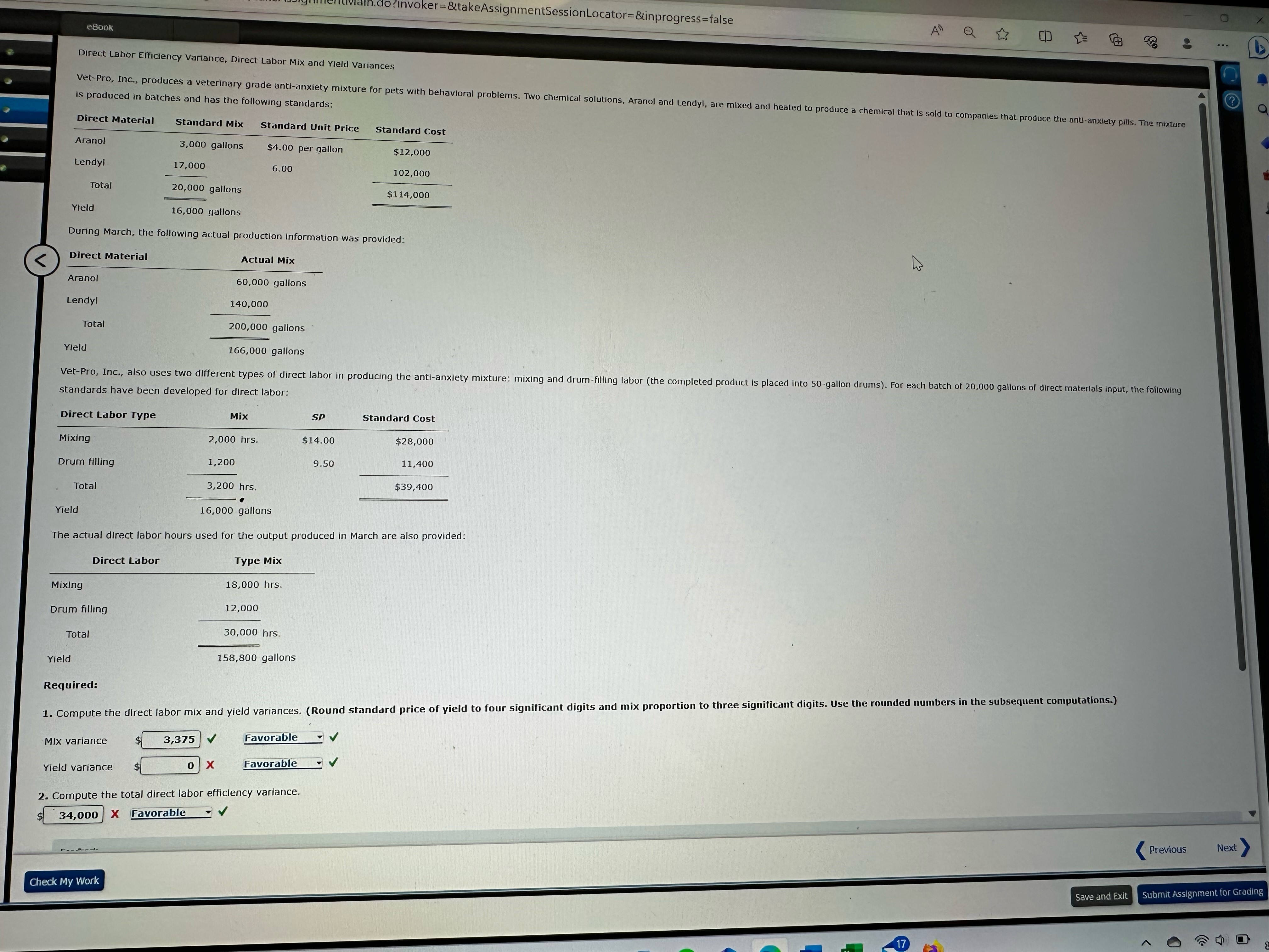 Solved eBook Direct Labor Efficiency Variance, Direct Labor | Chegg.com