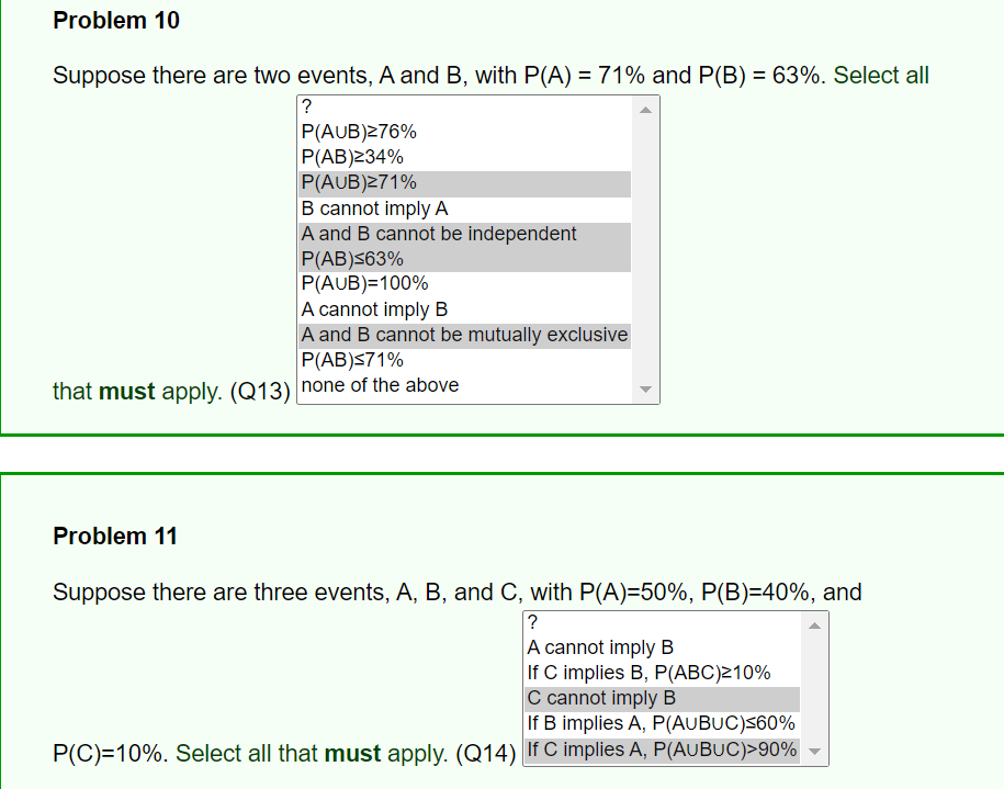 Solved Suppose there are two events. A and B. with P(A)=71% | Chegg.com