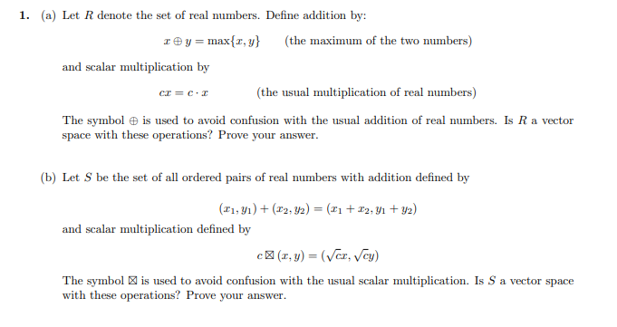 Solved 1 A Let R Denote The Set Of Real Numbers Define