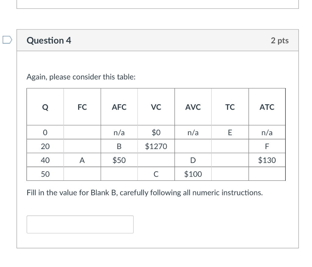 Solved For the next six questions, consider this table: Fill | Chegg.com