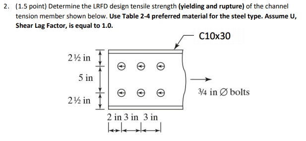 Solved 2. (1.5 point) Determine the LRFD design tensile | Chegg.com