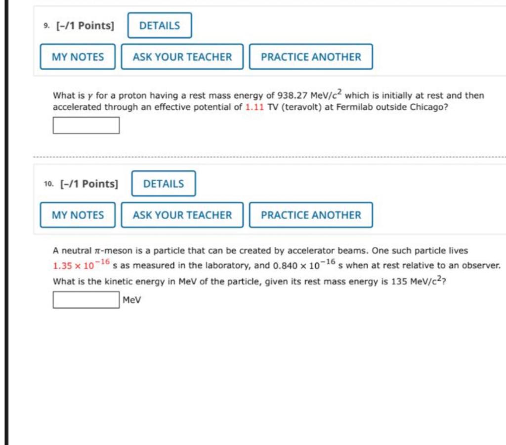 Solved What is γ for a proton having a rest mass energy of | Chegg.com