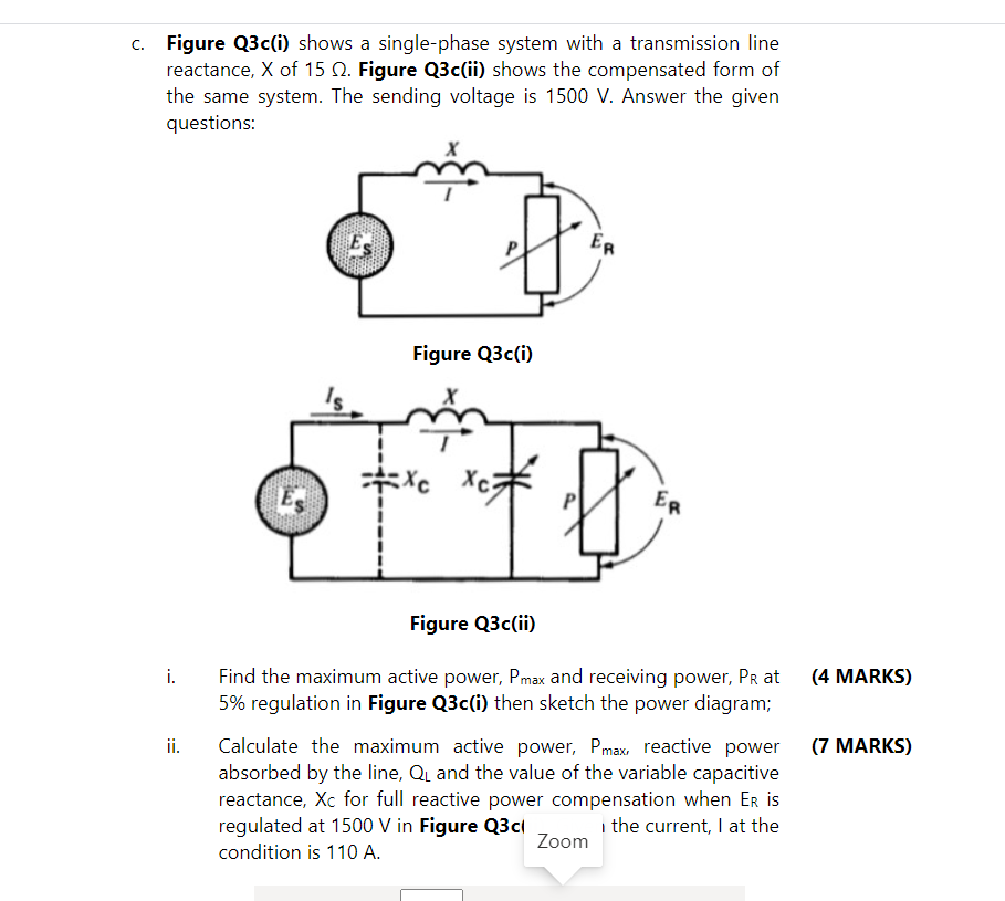 Solved C. Figure Q3c(i) shows a single-phase system with a | Chegg.com
