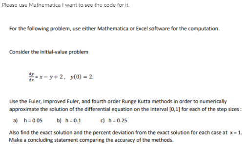 Solved Please I want it on Mathematica please I know who to | Chegg.com