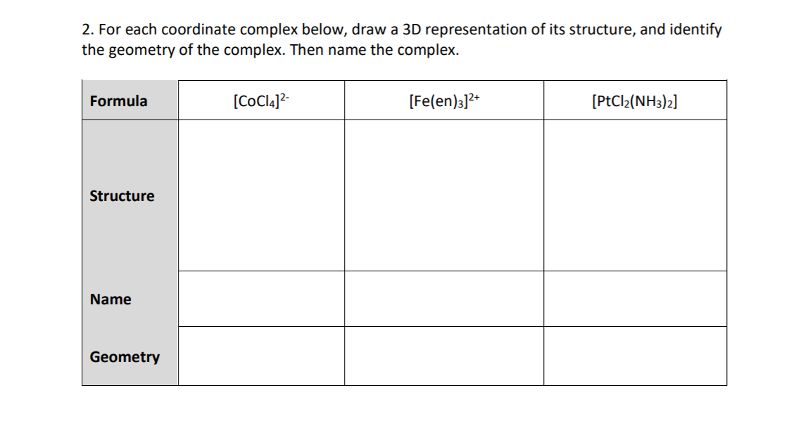 Solved 2. For each coordinate complex below, draw a 3D | Chegg.com