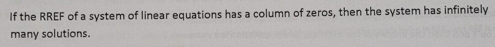 Solved If the RREF of a system of linear equations has a | Chegg.com