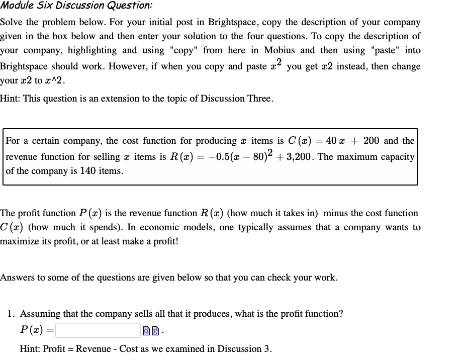 Solved Module Six Discussion Question: Solve the problem | Chegg.com