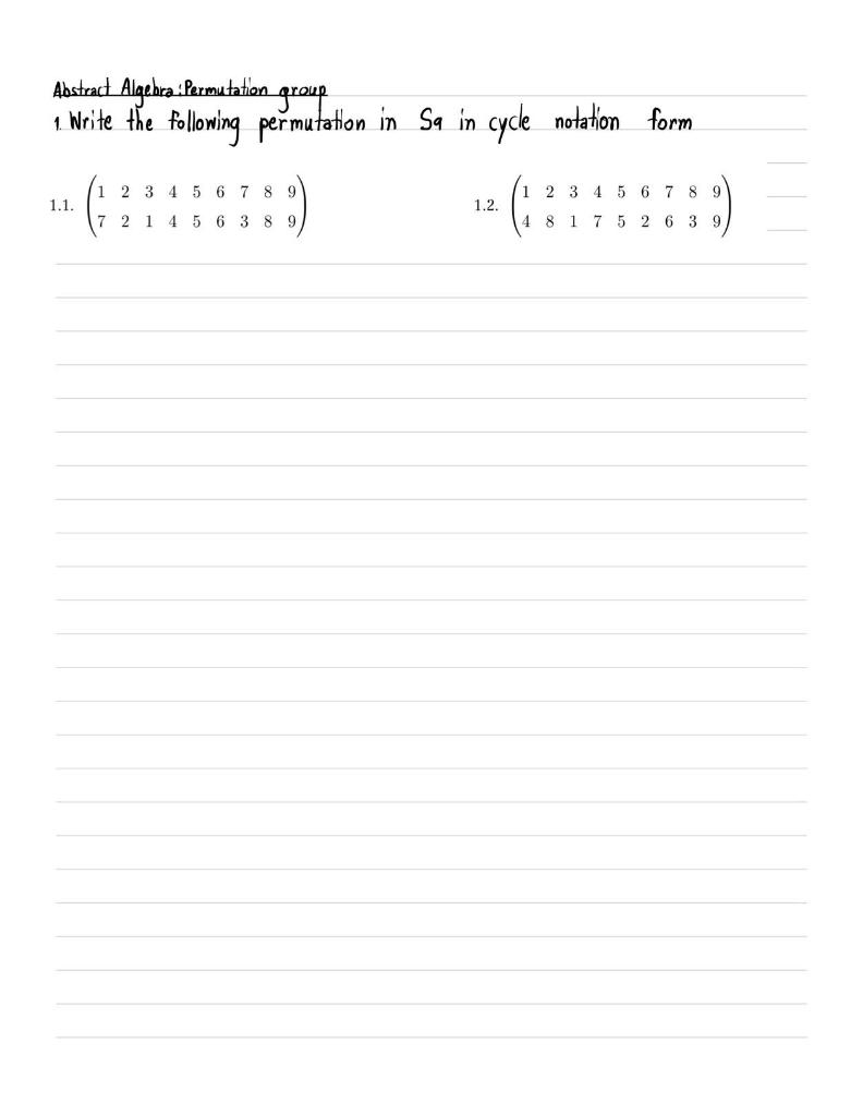 Solved Abstrad Algebra:Permutation group 1. Write the | Chegg.com