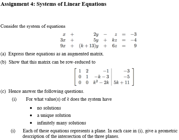 Solved Assignment 4: Systems of Linear Equations ops | Chegg.com