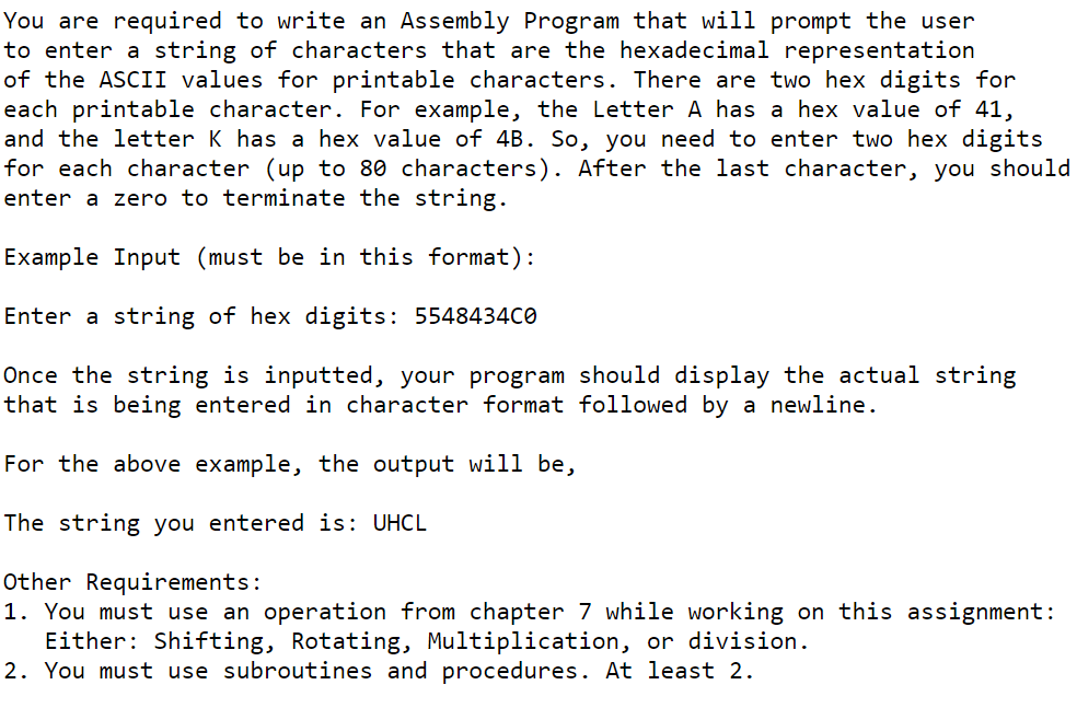 Solved NEED TO BE IN IRVINE32 ASSEMBLY LANGUAGE NEED TO BE | Chegg.com
