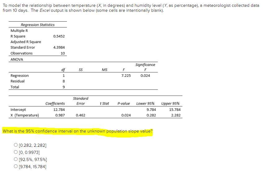 Solved To model the relationship between temperature (X, in | Chegg.com