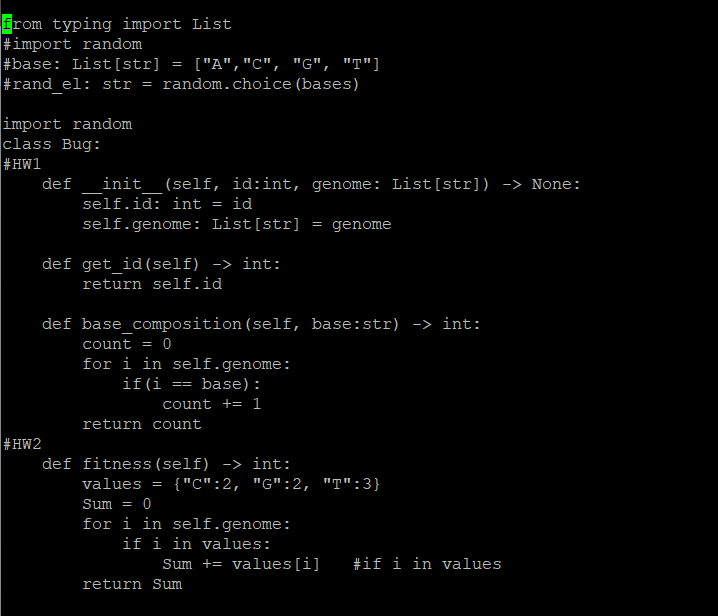 Solved Below is the class Bug I did before. now I need to | Chegg.com