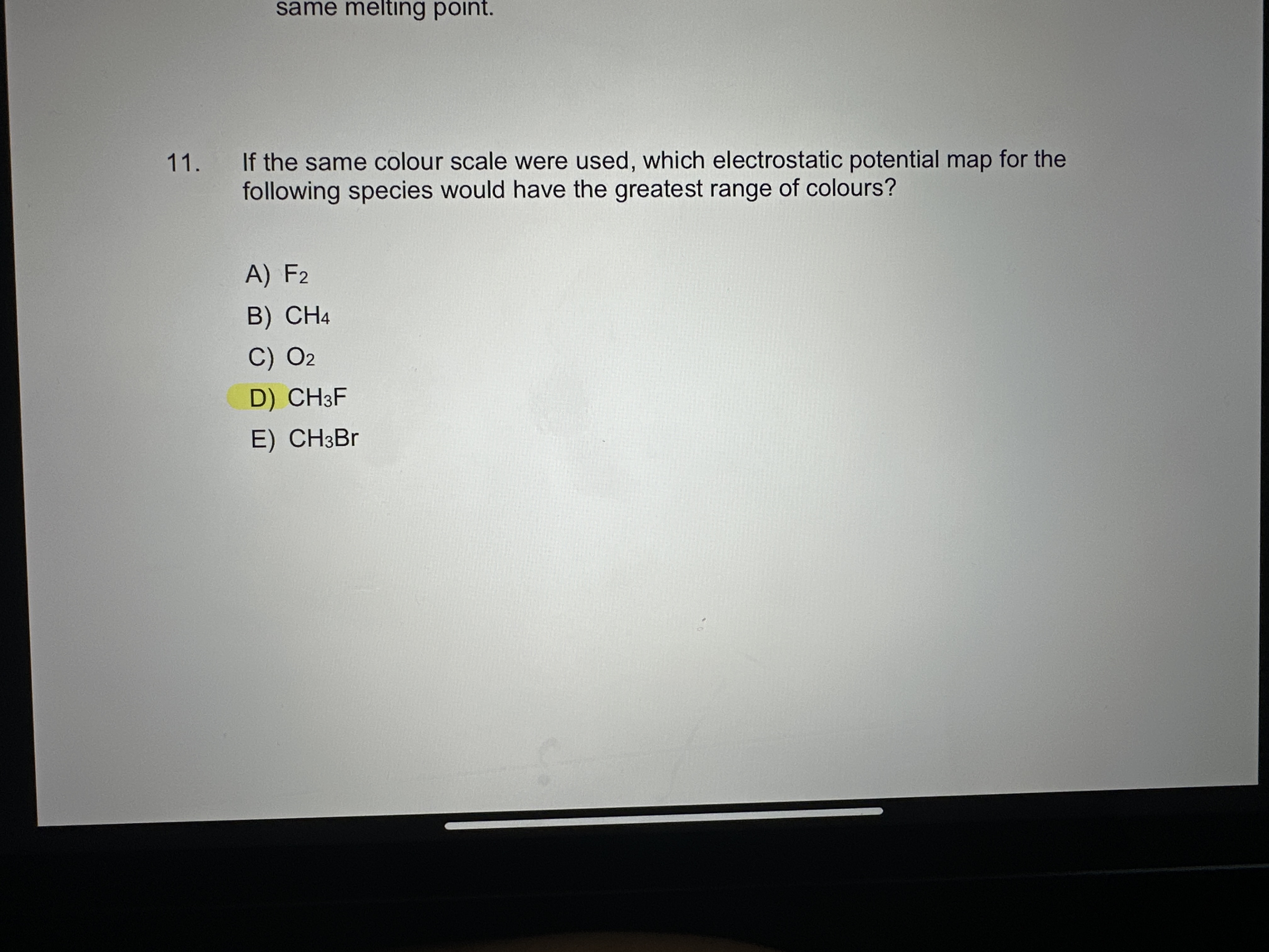 Solved same melting point.If ﻿the same colour scale were | Chegg.com